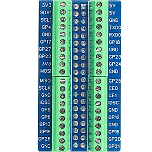 for RPi Pi IO GPIO Terminal Blocks Breakout Board 40Pin 2.54mm / 0.1" Mini Terminal Expansion Board for Raspberry Pi 5 4B 3B+ 3B 2B Zero Zero W