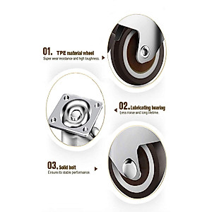 GBL 1" inch Small Caster Wheels with 2 Brakes + Screws - 90Lbs - Low Profile Castor Wheels with Brakes - Set of 4 No Floor Marks Silent Casters - Mini Wheels for Cart