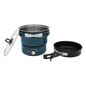 Foldable Electric Hot Pot, Mini Ramen Cooker with Handles, Noodles Pot, Multifunctional Electric Cooker for Pasta, Shabu-Shabu, Oatmeal, Soup and Egg with Over-Heating Protection (Green)