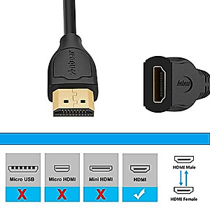4K HDMI Extension Cable 1FT (2 Pack),Anbear High Speed 4K@60HZ HDMI Extender (Male to Female) Compatible for Xbox One S 360, PS5, PS4, Roku TV Stick, Blu Ray Player