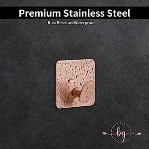 BLAGAIN Wall Hooks Coat Hook, Stainless Steel Adhesive Hooks Heavy Duty Sticky,Waterproof & Rustproof Towel Hooks Stick on Bathroom or Kitchen, 4-Pack, Rose Gold