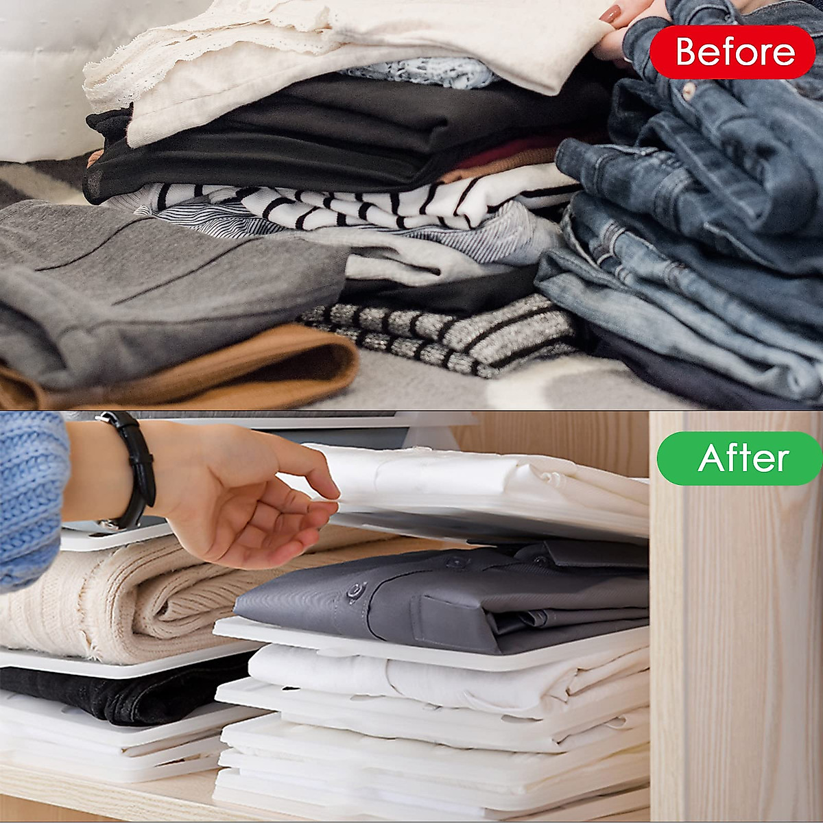 Adorila 10 Pack T Shirt Organizer Closet Organizer Clothing Trays, Folding Clothes Board Stackable, Shirt Receipt Board Organizer