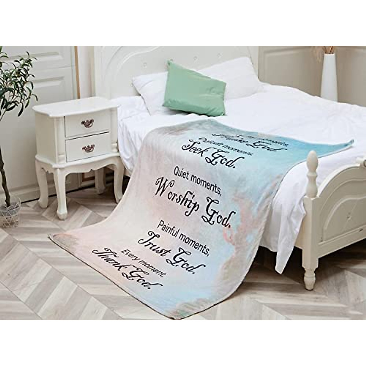BOOPBEEP Healing Throw Blanket with Inspirational Thoughts and Prayers- Religious Soft Throw Blanket Inspirational Blankets and Throws 40x50 Inch Throw Blankets Perfect Caring Gift for Women Men