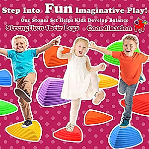 Gentle Monster Stepping Stones for Kids, Set of 11 Pcs for Balance with Non-Slip Bottom - Exercise Coordination and Stability