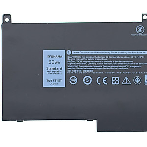 EFOHANA F3YGT Laptop Battery Replacement for Dell Latitude E7280 E7290 E7480 E7490 E7380 E7390 Series Notebook 0DM3WC DM3WC 7.6V 60Wh 7500mAh 4-Cells
