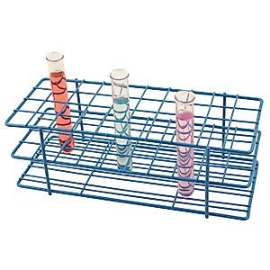 EISCO Blue Epoxy Coated Steel Wire Test Tube Rack, 40 Holes, Outer Diameter Permitted of Tubes 20-22mm or Less, 4 X 10 Format