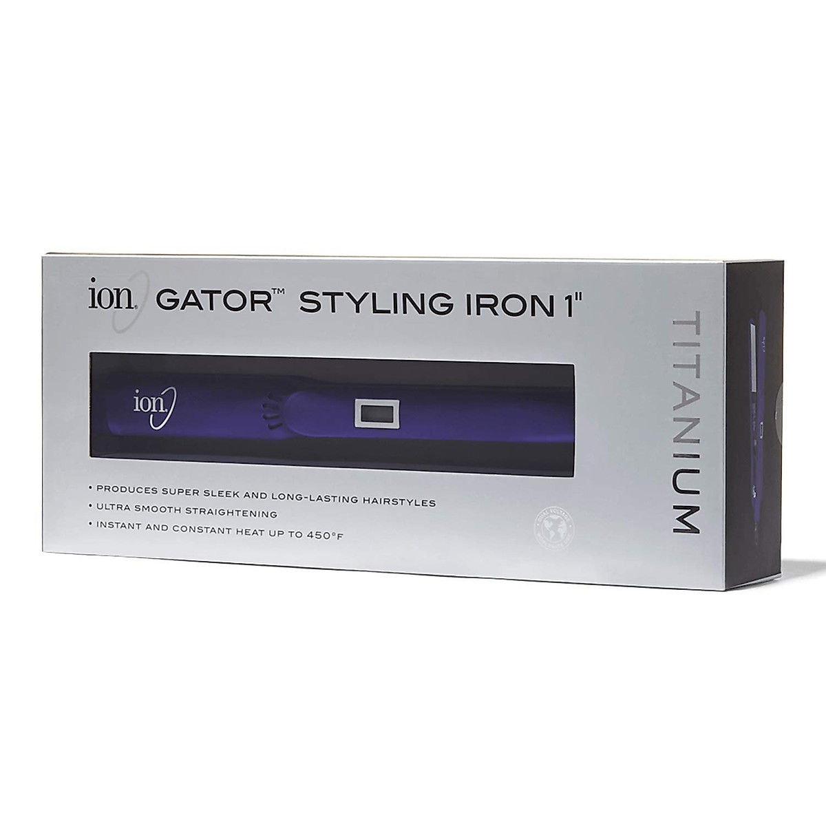 ion Titanium Gator Digital Flat Iron, 1 inch, Straighten, Curl, or Flip Hair, Heats up to 450°F, Digital Display, Dual Voltage