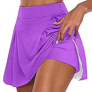 DGZTWLL White Dress Pants for Women Yoga Tennis Skirts for Women High Waisted Modest Golf Athletic Activewear Skorts Mini Summer Workout Running Shorts(F1-Purple,XX-Large)