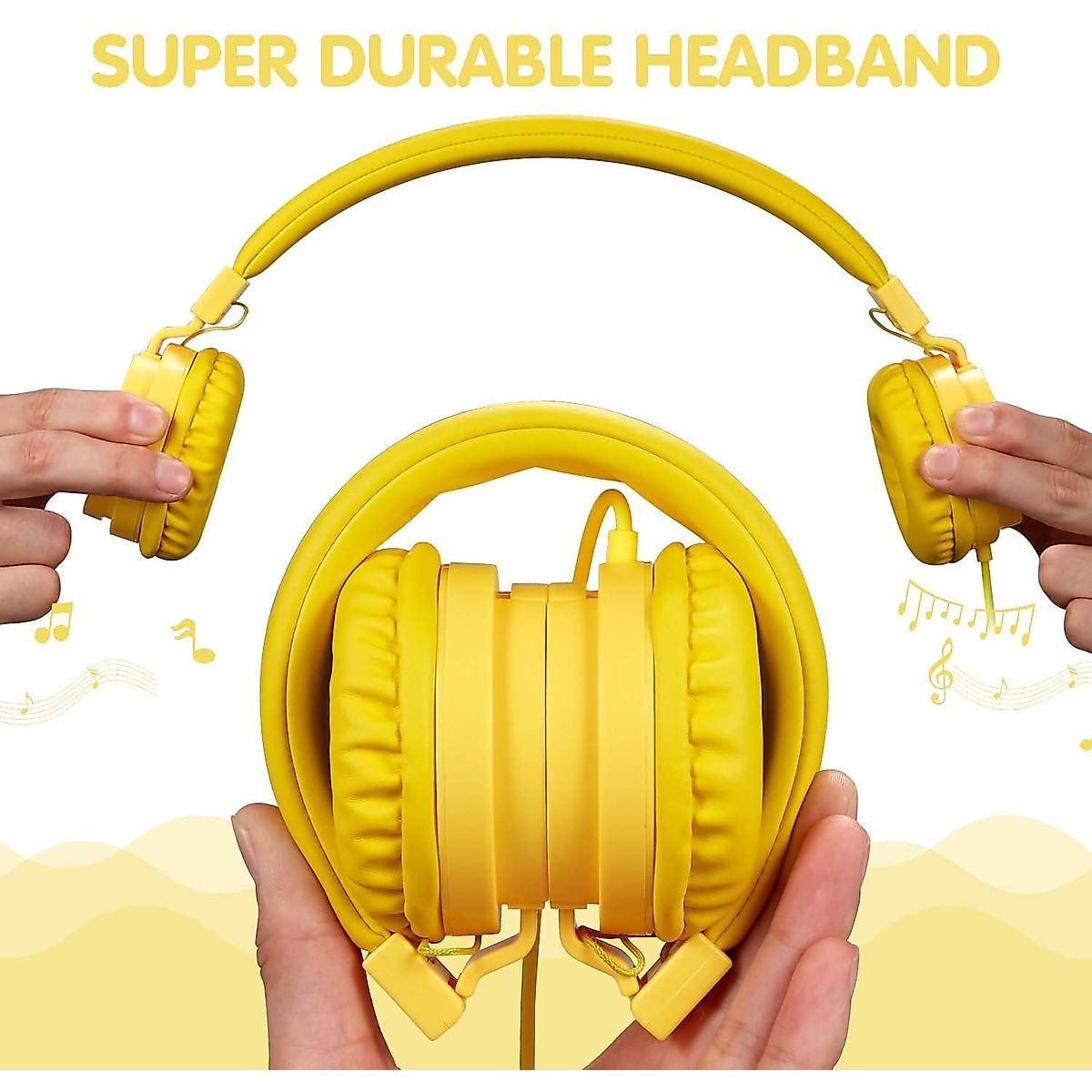 ONTA Kids Headphones for Boys Girls - Child Student Headset Wired plug Toddler Earphones School Teen on Ear for Ipad | Computer | Smart phone | Amazon Fire Tablet | Laptop | Plane Travel | Game,yellow