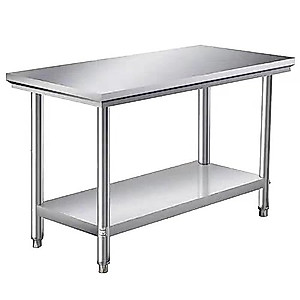 Commercial Stainless Steel Prep Table - Multifunctional Heavy Duty Kitchen Food Prep Workbench - Grill Stand Camp Chef Table - Ideal for Outdoor， Parties, and Events (23.62” X 23.62" X 31.49 ”)