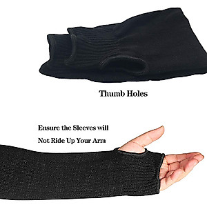 Kevlar Sleeves Heat Resistant 19 Inch Long Arm Guards With Thumb Hole,Breathable Anti-Cut Safety Welder Sleeves Fire Resistance For Men Women On Mechanic,Welding,Repairs,Polish Work (Black,1 Pair)