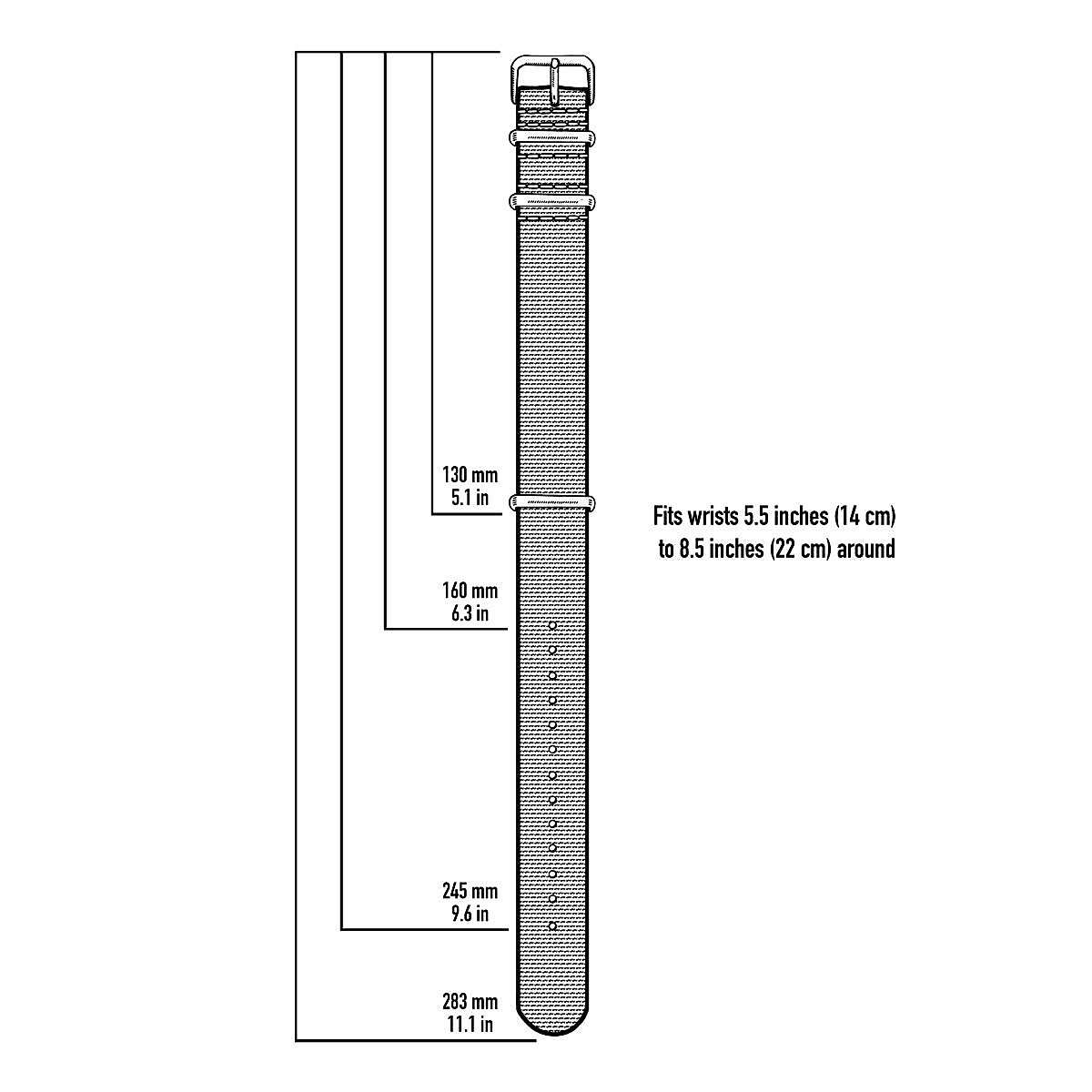 Archer Watch Straps - Classic Military Style Nylon Watch Bands (Black/Red/Green, 20mm)