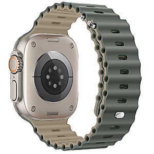 Anlinser Bands Compatible with Apple Watch Band 49mm 45mm 44mm 42mm, Adjustable Sport Loop Designed for Apple Watch Ultra 2/Ultra SE Series 9 8 7 6 5 4 3 (Gray Green/Khaki)