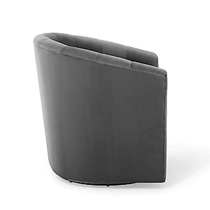 Modway Prospect Channel Tufted Performance Velvet Swivel Armchair in Charcoal