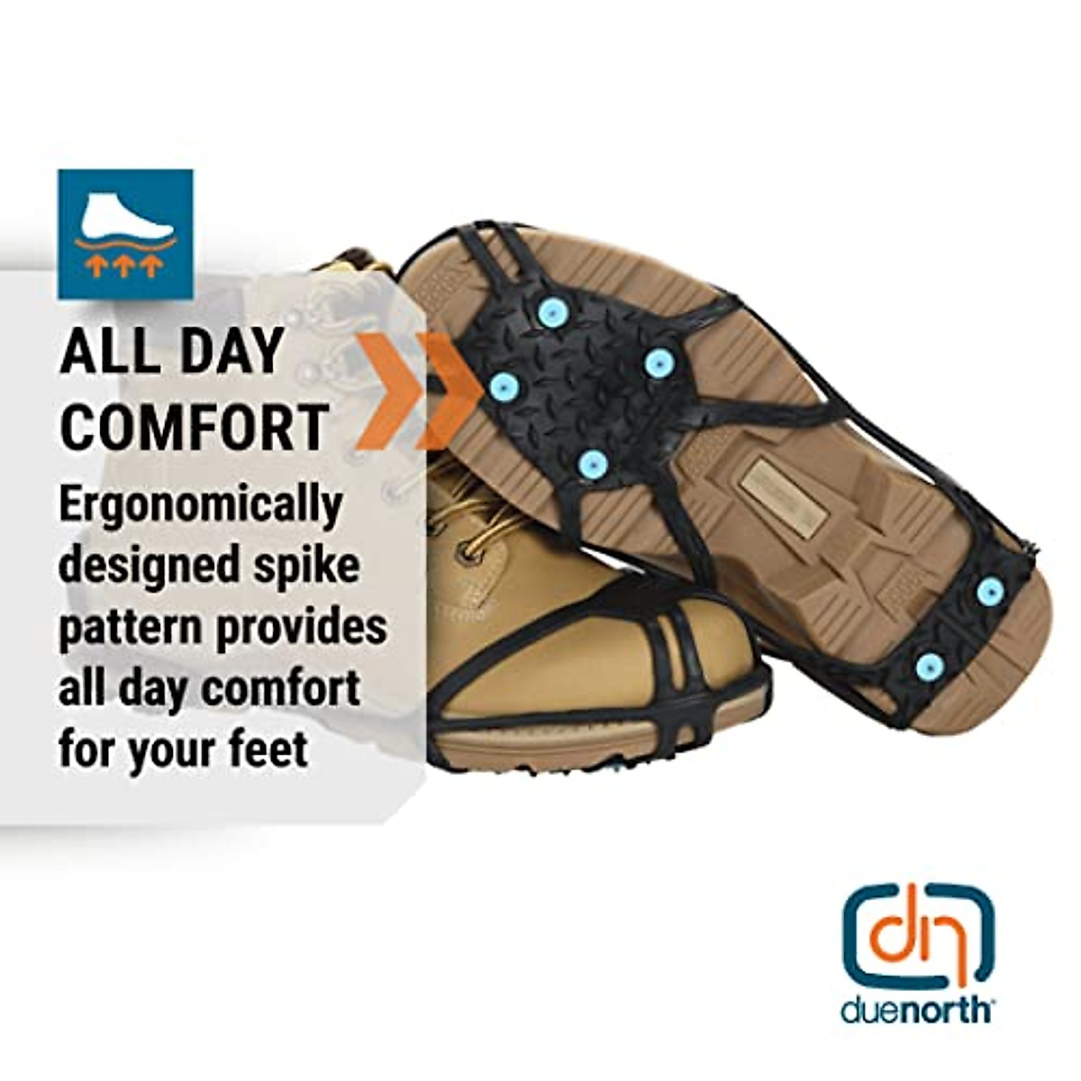 Due North Everyday Pro Footwear Traction Aids, Tungsten Carbide Ice Cleat Spikes, Lightweight Full-Foot, Rubber, Unisex, Small/Medium, V3551370-S/M