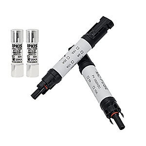 ELFCULB 30A Solar Fuse Connector 1000V IP68 Waterproof, for Solar System and Inverter in Photovoltaic System, Contains 4 fuses + 2 Solar Fuse Holders