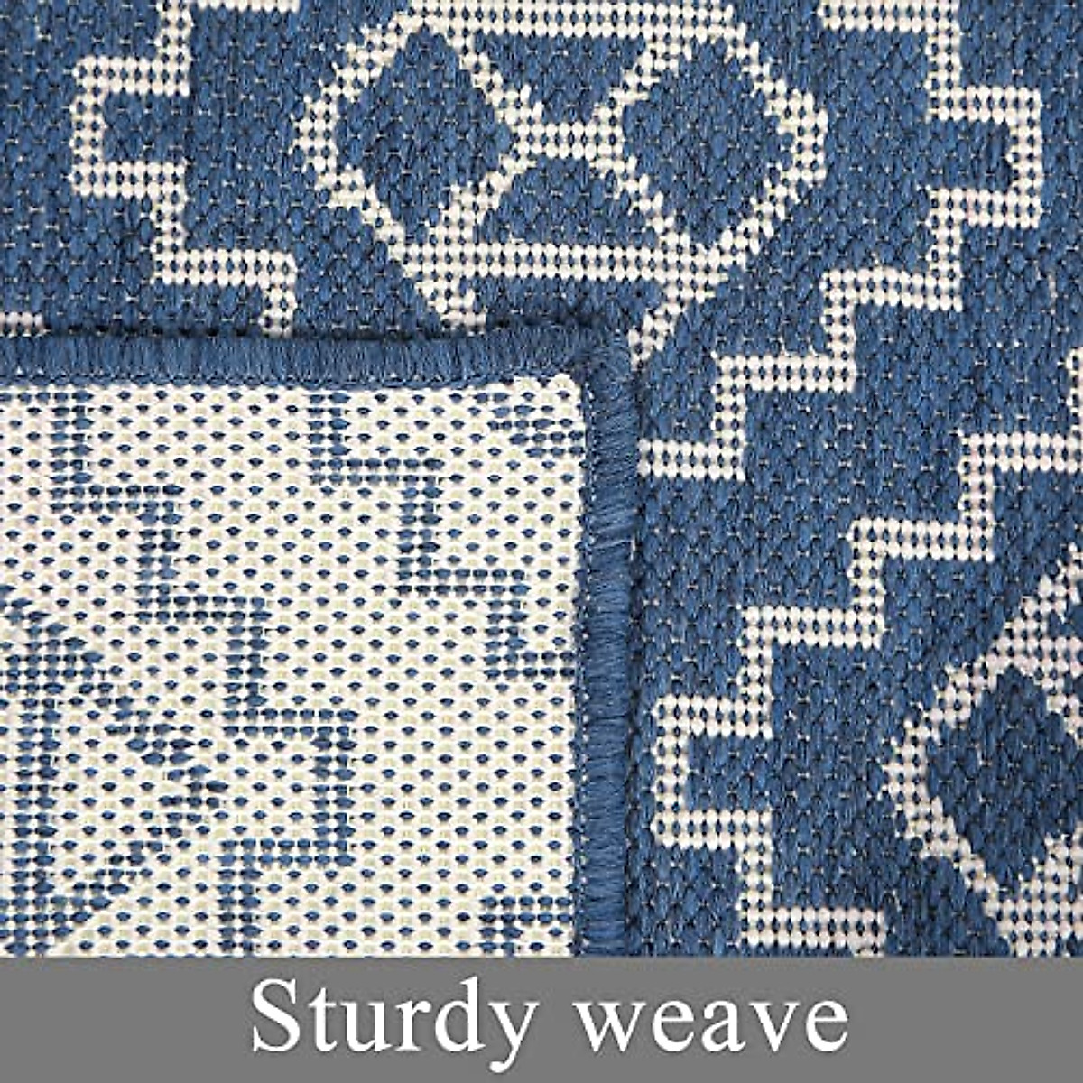 U'Artlines Indoor Outdoor Area Rugs Aztec Boho Chic Non-Shedding Large Floor Mat and Rug for Outdoors, RV, Patio, Backyard, Deck, Picnic, Beach, Trailer, Camping (4' x 6', Cream/Blue)