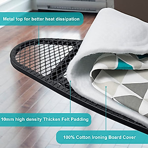 Duwee 15"×48" Ironing Board with Retractable Iron Rest,Ironing Board Full Size Heat-Resistant Cover with Thick Padding,Space Saving Iron Boards with Sturdy Legs,Adjustable Heights