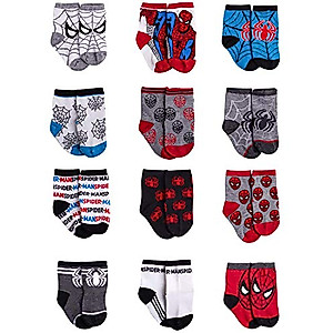 Marvel’s Spider-Man Baby Boys 12 Pack Sock Set (Newborn/Infant) 6-12 months