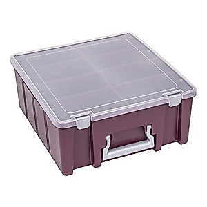 AB Designs 6990ABP Super Satchel Double Deep with Removable Dividers, Stackable Home Storage Organization Container, Plum