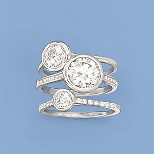Ross-Simons 3.25 ct. t.w. CZ Jewelry Set: 3 Stackable Bezel Rings in Sterling Silver. Size 8