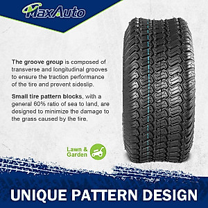 MaxAuto 2 Pcs 15x6.00-6 Front Lawn Mower Tire for Garden Tractor Riding Mover, 4PR