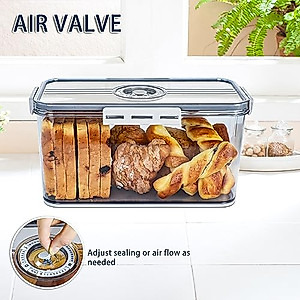 RISICULIS Bread Box for Kitchen Countertop, Airtight Loaf Bread Storage Container, Time Recording Bread Keeper with Lid, Bread Holder Bin for Homemade Bread, Bun, Bagel, Loaf