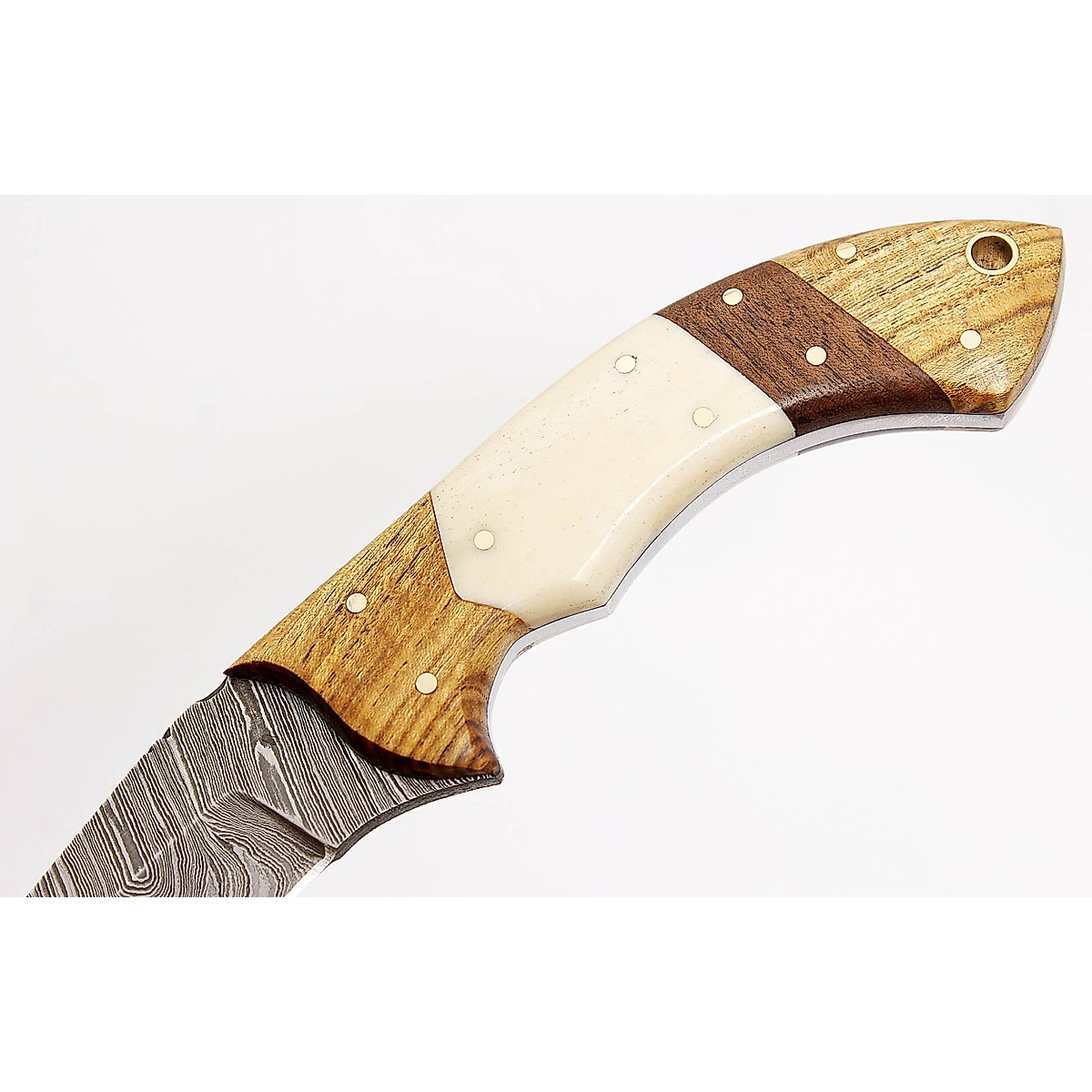 W Trading Custom hand made damascus steel blade gorgeous hunting knife with leather pouch. (2733) skinning knives for men best gift