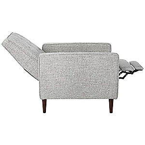 GDFStudio Macedonia Mid Century Modern Tufted Back Fabric Recliner (Light Grey Tweed).