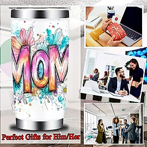 FOCIUZTA 20oz Colorful Watercolor Floral Artistic Tumbler with lid, Travel Coffee Cup, Ideal for Easter, Mother Day, and birthday gifts