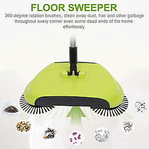MUCKLILY Cleaning Sweeper 3 1 Hand Sweeper and Pan Cleaning Stick to Rotate - Push Cleaning Mop