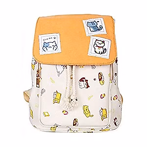 MONMOB Neko Atsume Lolita Style Anime Backpack Cover Type Cute Cat Backpack Shoulders Bag Canvas Bag