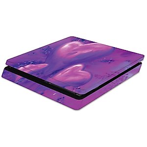 MightySkins Skin Compatible with Sony PlayStation 4 Slim PS4 wrap Cover Sticker Skins Purple Heart