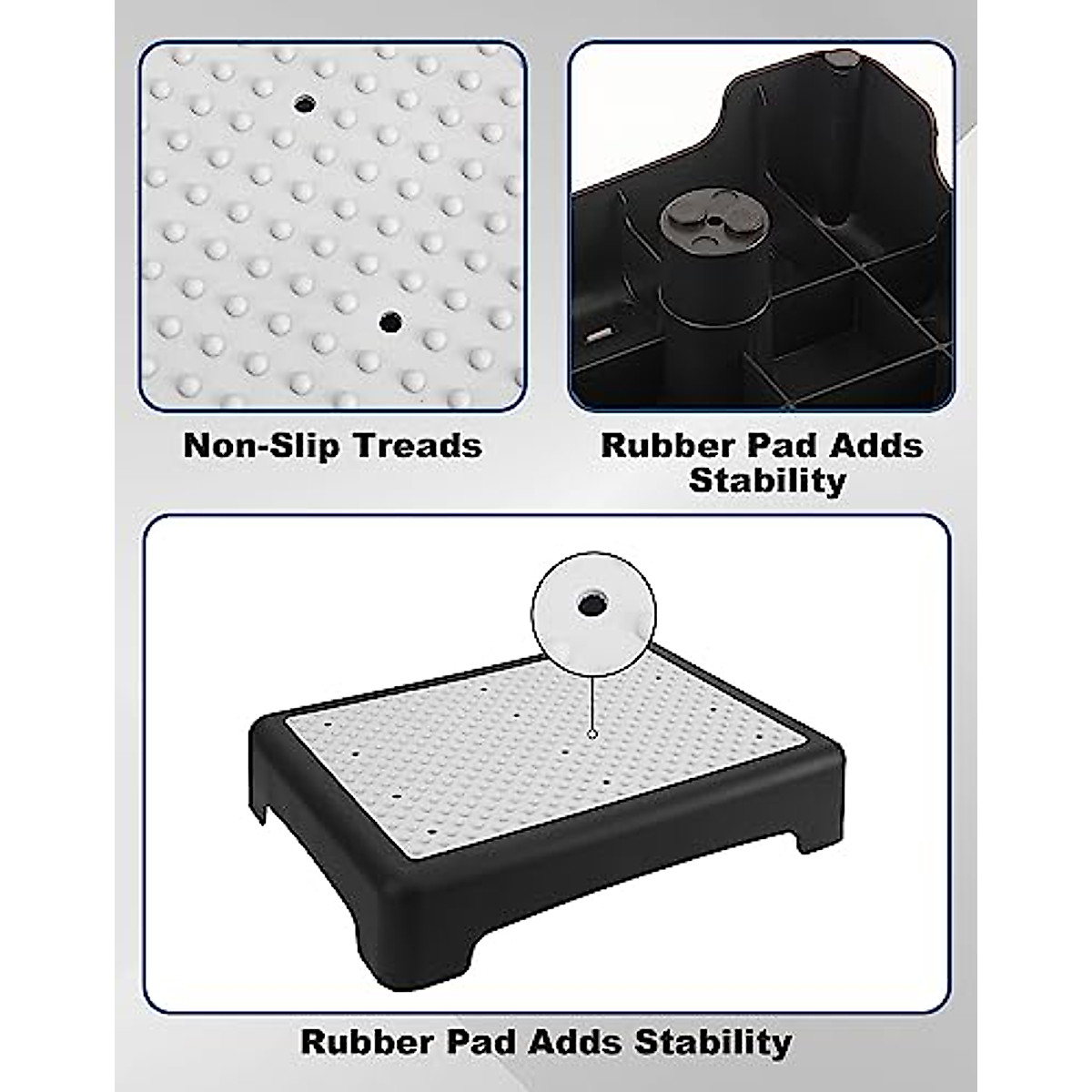 Step Stool for Adults, Heavy Duty, Anti-Slip, Ideal for Outdoor, Kitchen, Bathroom, Bedroom, Plastic, Holds 440 lbs, Half Step Ladder(Large-Sized)