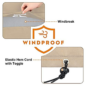 CAMPROS Rectangular/Oval Patio Furniture Cover with Roof Pole, Waterproof Outdoor Table Chair Set Covers, Fade Resistant Cover for Outdoor Furniture Set, UV Resistant, 134" L x 84" W x 56" H - Beige