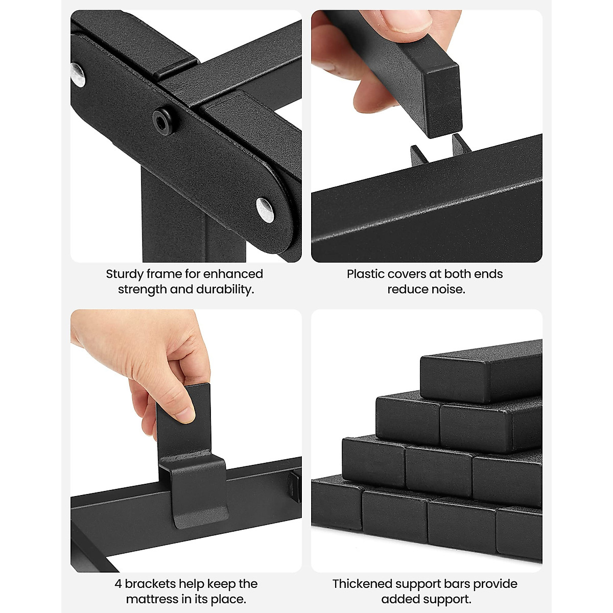 VASAGLE Metal Frame with Headboard, Footboard, No Box Spring Needed, Under-Bed Storage, Full, Classic Rustic