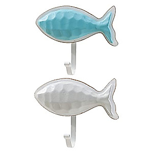 HEALLILY Coat Hanger Hooks 2pcs Fish Wall Hooks for Hanging Sea Wall Hooks Nautical Hook Rustic Wall Hanger Coat Towel Hook Beach Coastal Wall Decorations Ornament Wall Coat Hooks