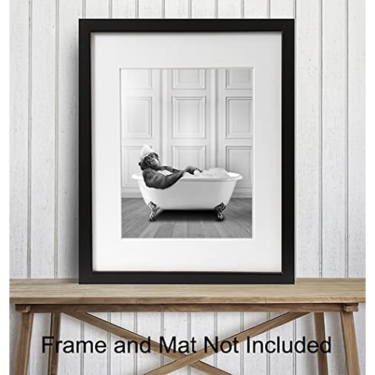 Funny Bathroom Decor for Men, Women - Cute Modern Bathroom Accessories - Bathroom Pictures - Bath Wall Decor - Monkey Chimp Wall Art - Cool Unique Bathroom Sign - Powder Room - Guest Bathroom Poster