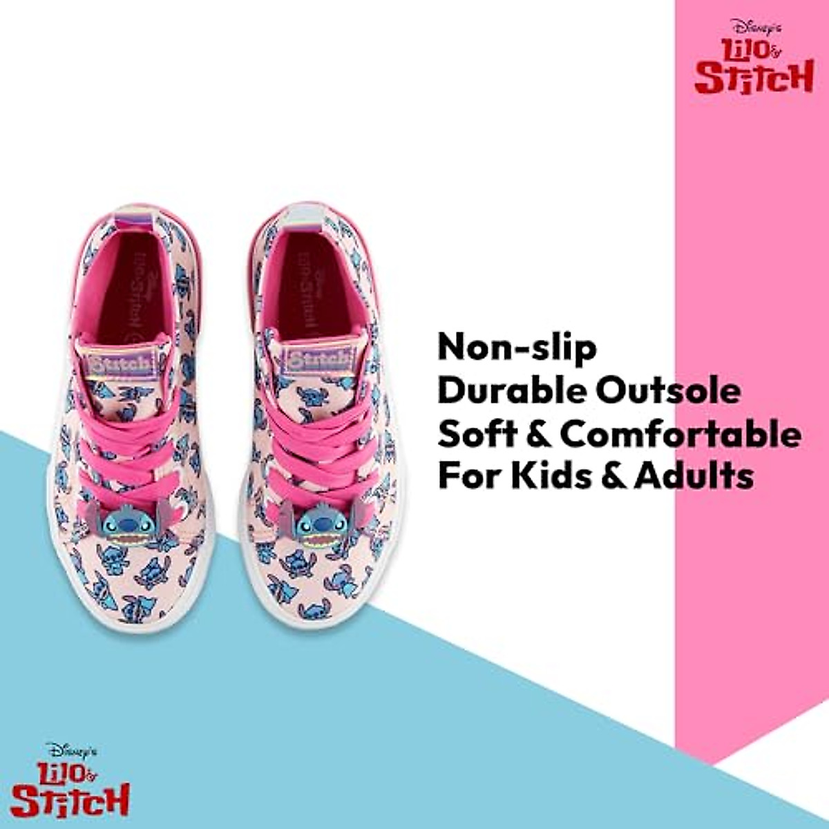 Disney Girls Lilo & Stitch Sneakers - High Top Athletic Shoes with Lace-Up Design - Comfortable Footwear for Everyday Wear & Casual Outfits (Light Pink, 1)