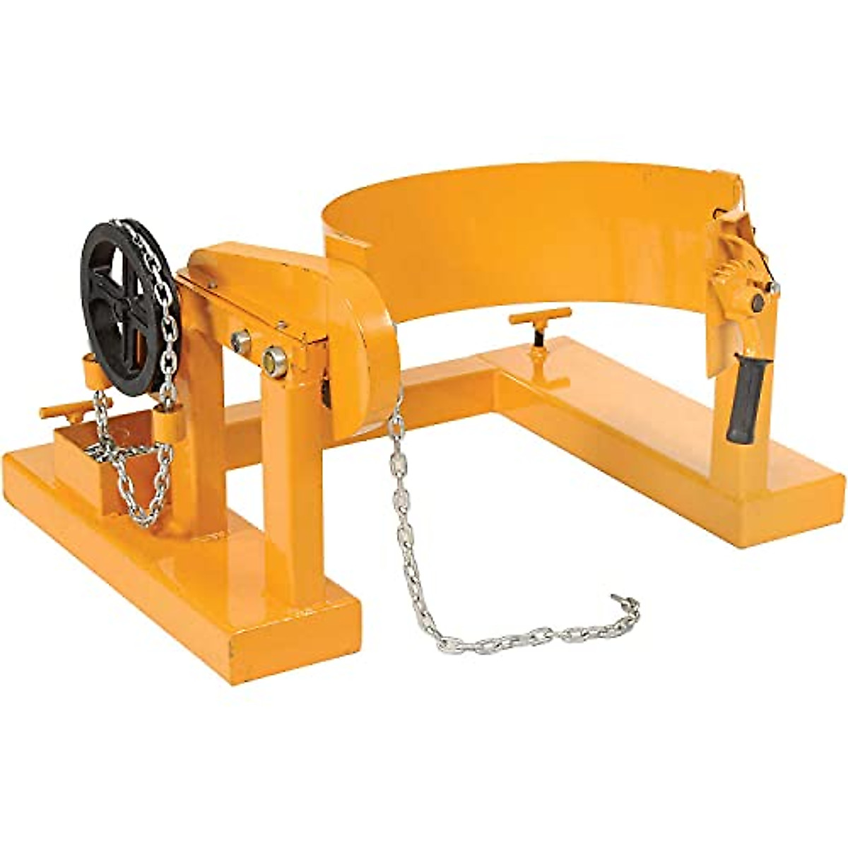 Global Industrial Forklift Tilting 55 Gallon Drum Dumper, Steel, Yellow, 800 Lb. Capacity