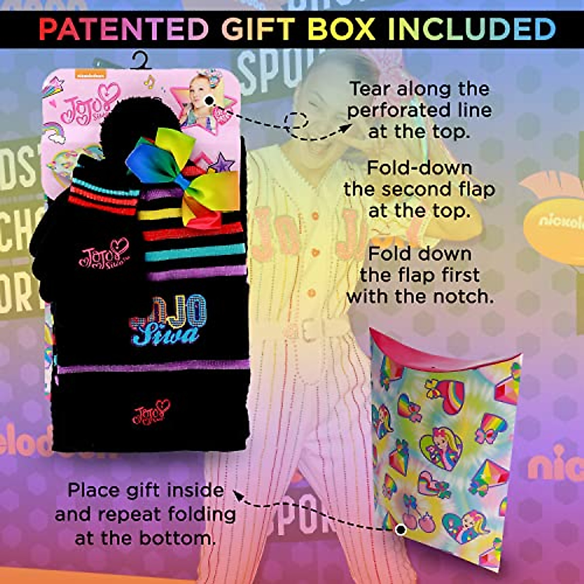 JoJo Siwa Kid’s Winter Hat, Scarf, and Snow Gloves, 3 Pc. Set, Soft and Warm Pom-Pom Beanie with Big Bow