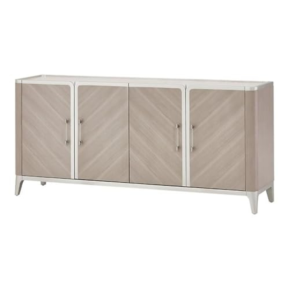 Michael Amini Lanterna Poplar Wood & Acrylic Sideboard in Silver Mist/Beige