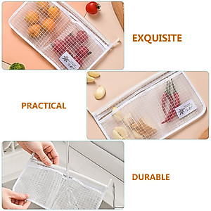 Mobestech 3pcs Hanging Storage Mesh Bag Kitchen Storage Bag Mesh Kitchen Organizer Mesh Bag Door Hanging Organizer Fridge Hanging Mesh Bag Room Organization Pp White Storage Net Two Grids