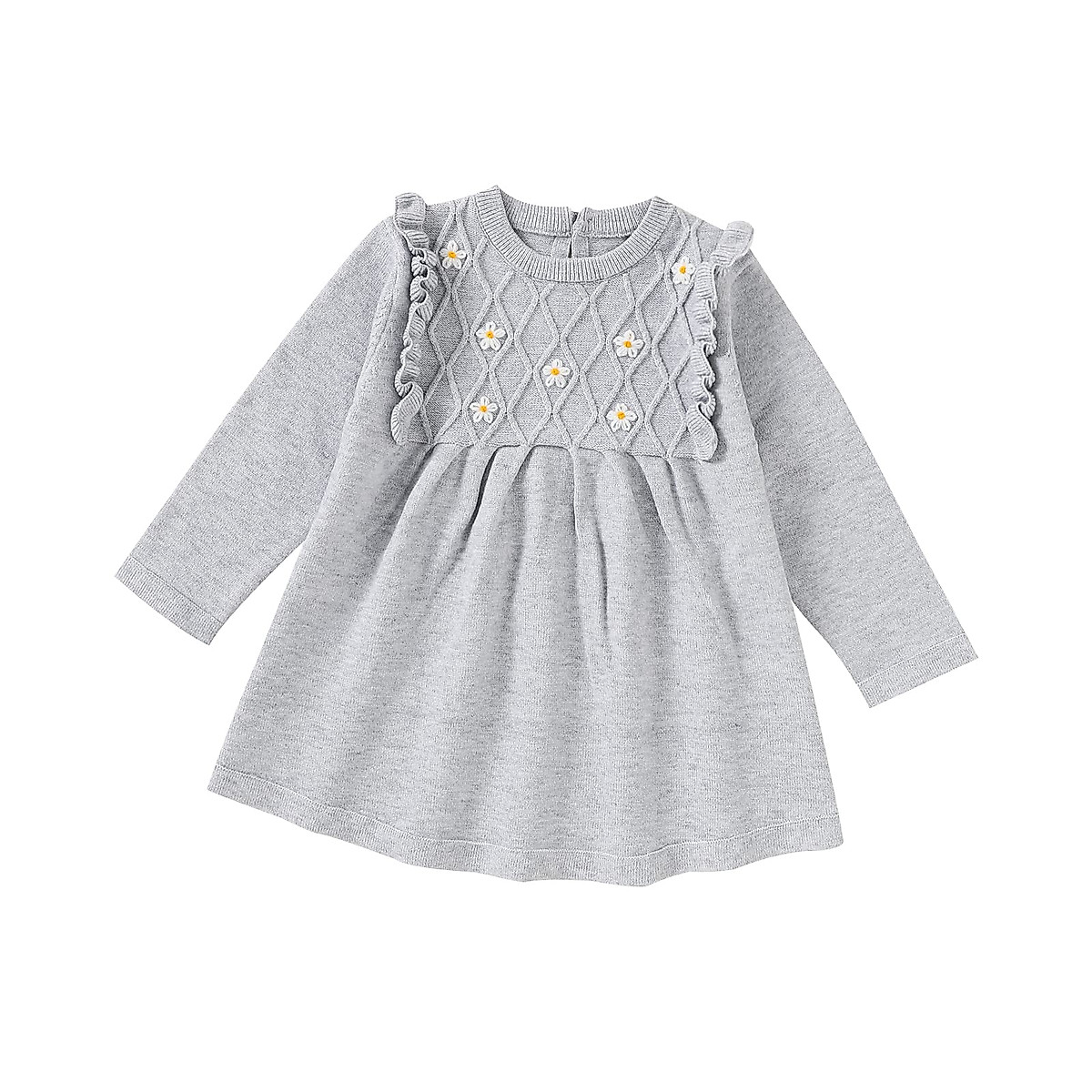 Baby Girl Dress Long Sleeve Sweater Solid Color Toddler Floral Newborn Winter Autumn Skirt