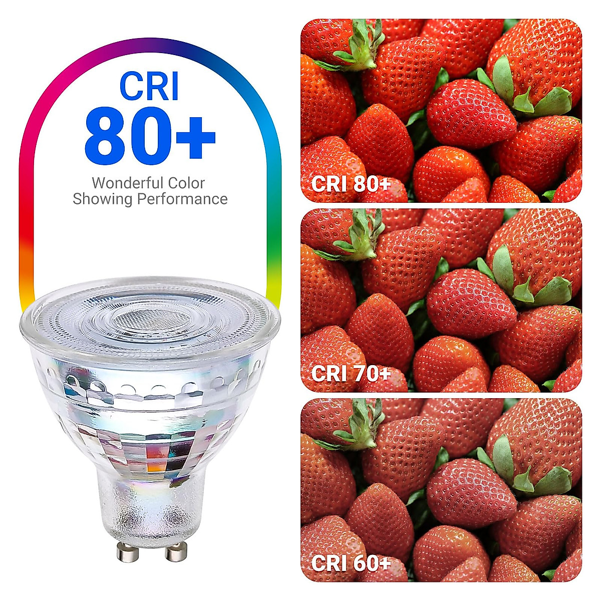 LISTOCASA GU10 LED Light Bulbs 6500K Cool White,5.5W(55W Halogen Equivalent), Dimmable Spotlight GU10 LED Bulbs, Full Glass Cover Recessed Track Light Bulbs 10-Packs