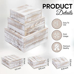 3 Pcs Whitewashed Square Wood Display Stand , Crate Style Cake Stand , Risers for Cupcake , Appetizer Dessert Rustic Cupcake Stand , Stackable Wood Cake Stand , Risers for display , Plant Riser.