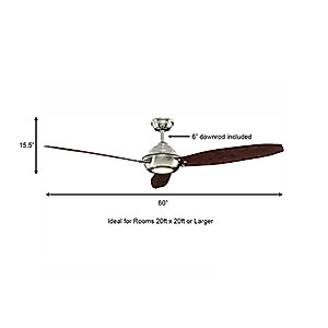 Home Decorators Collection Aero Breeze 60 Inch Integrated LED Indoor/Outdoor Brushed Nickel Ceiling Fan with Light Kit and Remote Control