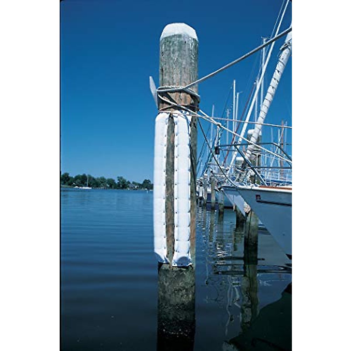 Taylor Made Large Dock Post Bumper, 5-1/2" W x 2-1/4" D x 3' L, Polyester Cover, Closed-Cell Foam Inner Cushion, Fold-Over or Top of Dock Mounting, White - 2020108600