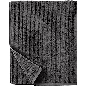 Amazon Aware 100% Organic Cotton Ribbed Bath Towels - 6-Piece Set, Dark Gray