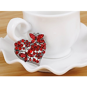 Alilang Womens Floral Silvery Tone Crystal Rhinestone Insect Butterfly Love Flower Heart Brooch Pin